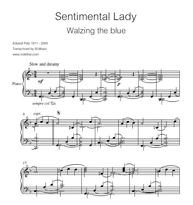 Sentimental Lady (Eduard Pütz) piano - www.notepiano.net
