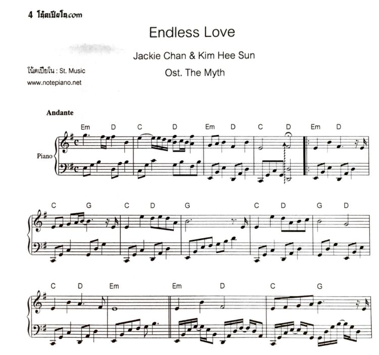 Endless Love - Jackie Chan&Kim Hee Sun Ost.The Myth โน้ตเปียโน - www ...